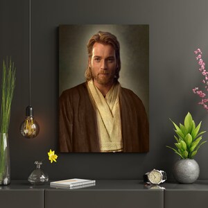 Framed Obi Wan Kenobi Canvas Jesus Inspired by Hofmann's - Etsy