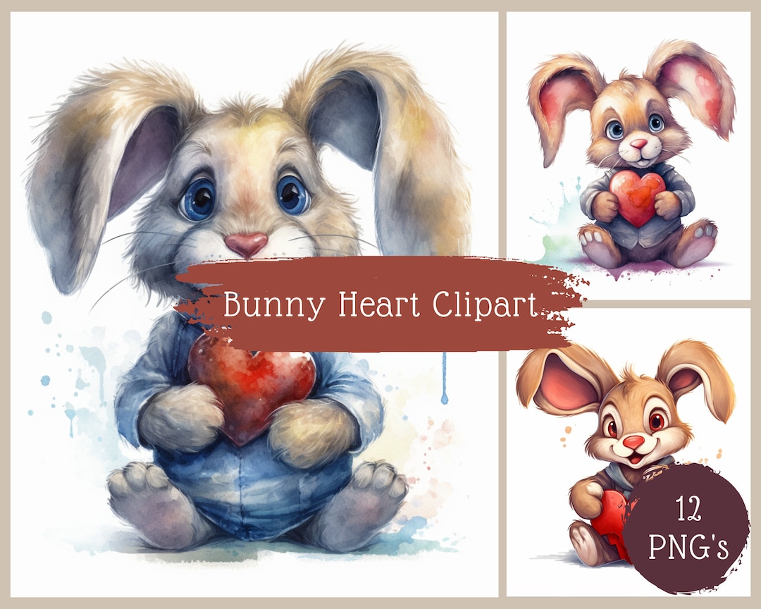 12 Bunny Heart PNG, Transparent Bunny Heart Clipart, Kids Cartoon ...