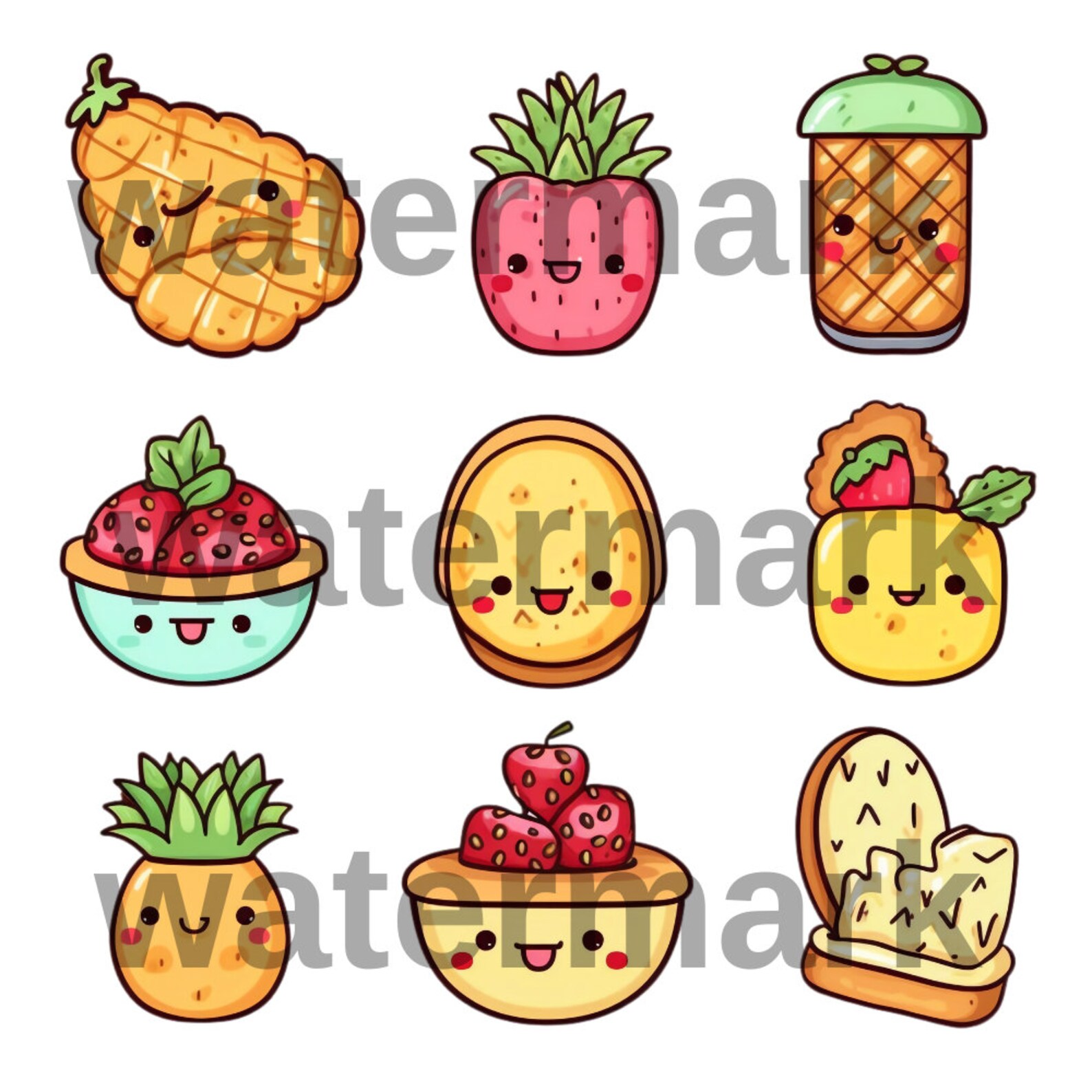 200 Cute Food Kawaii Clipart Pieces Food Kawaii Cute PNG - Etsy