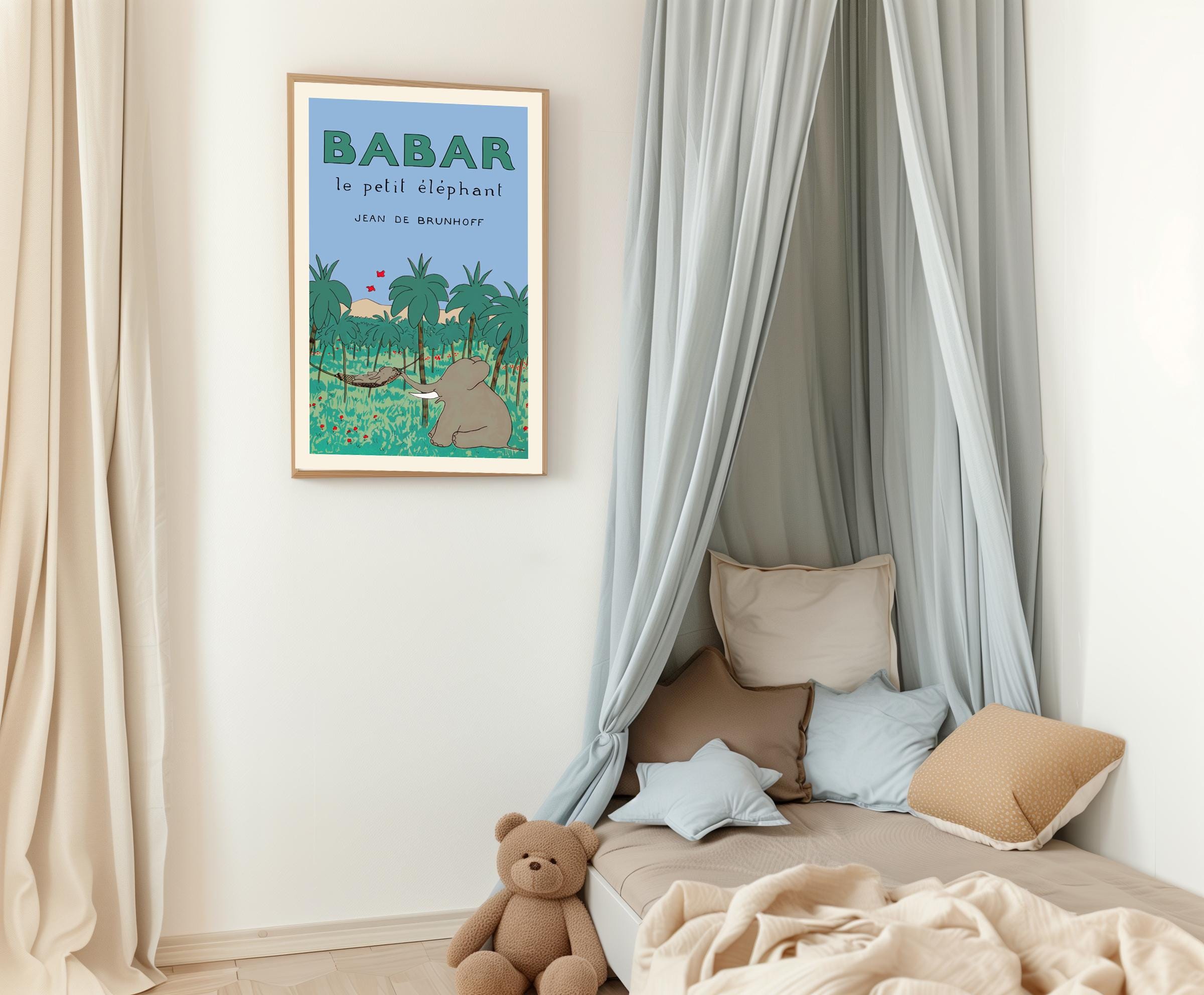 Babar the Elephant Nursery Wall Art Retro Kids Decor Quote Wall Art ...