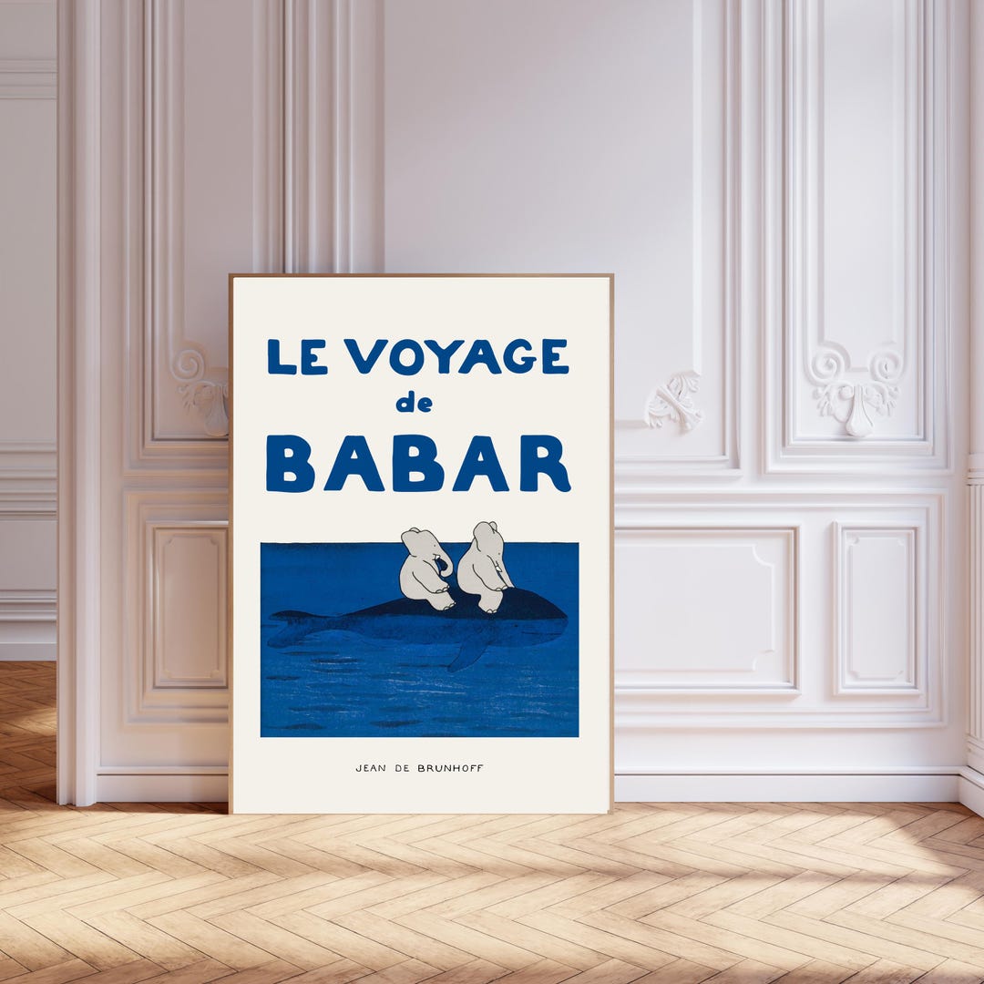 Babar the Elephant Whale Nursery Wall Art Retro Kids Decor Quote Wall ...