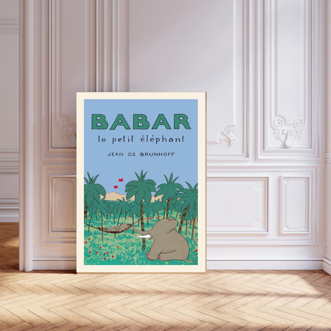 Babar the Elephant Nursery Wall Art Retro Kids Decor Quote Wall Art ...