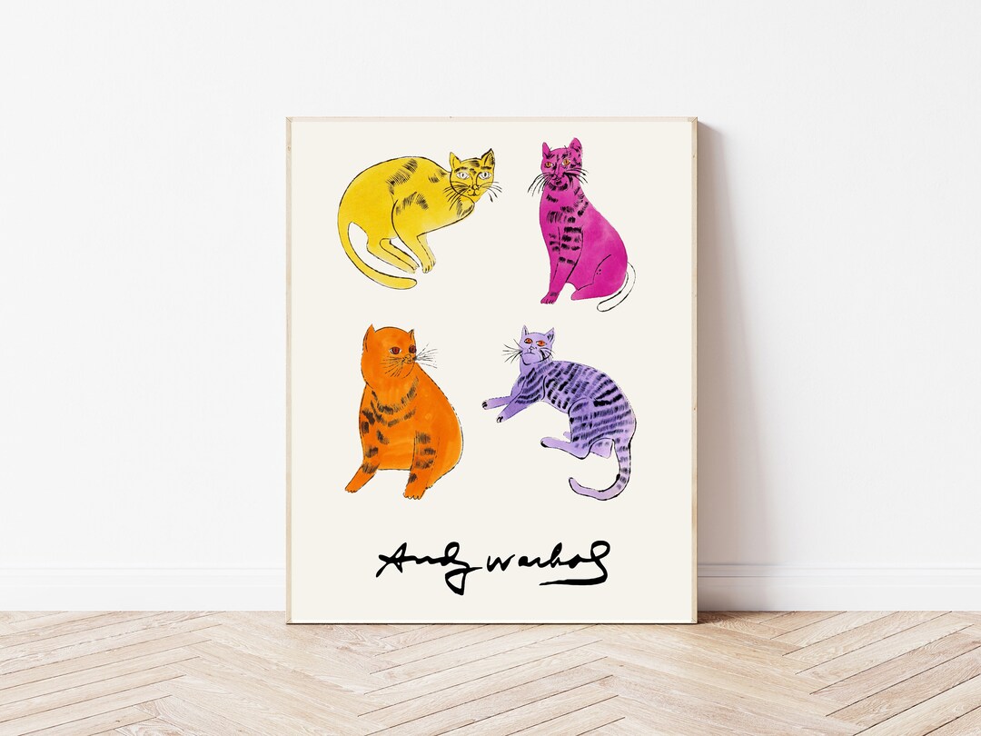 Andy Warhol Cat Art Print, Warhol Cat Poster, Warhol Cat Print, Wall ...