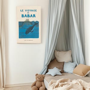 Babar the Elephant Whale Nursery Wall Art Retro Kids Decor Quote Wall ...