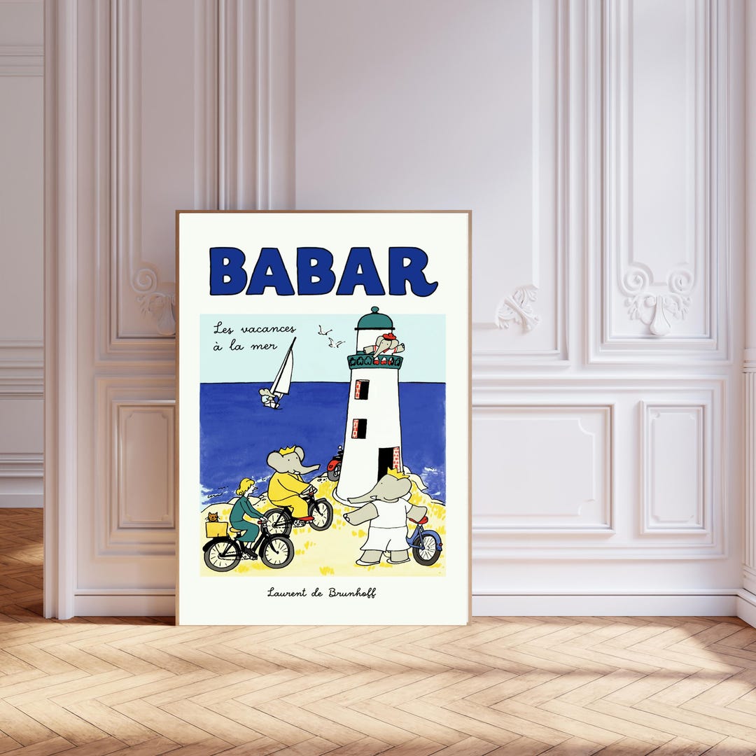 Babar the Elephant Wall Art, Retro Kids Decor, Genre Neutral Baby Wall ...