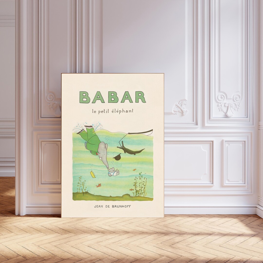 Babar the Elephant Nursery Wall Art, Retro Kids Decor Quote, Wall Art ...