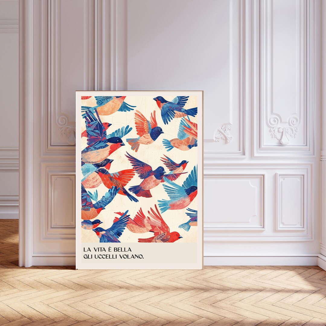 Life is Beautiful Art Print, Bird Poster, Quote Art Print, Wall Decor ...