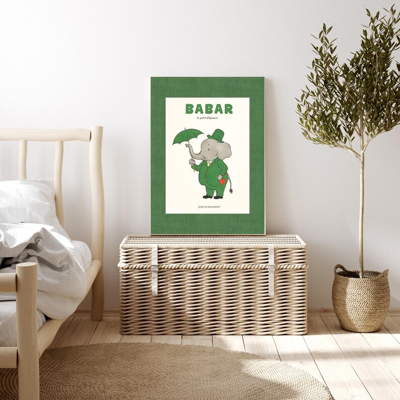 Babar the Elephant Nursery Wall Art, Retro Kids, Kids Room Wall Art ...