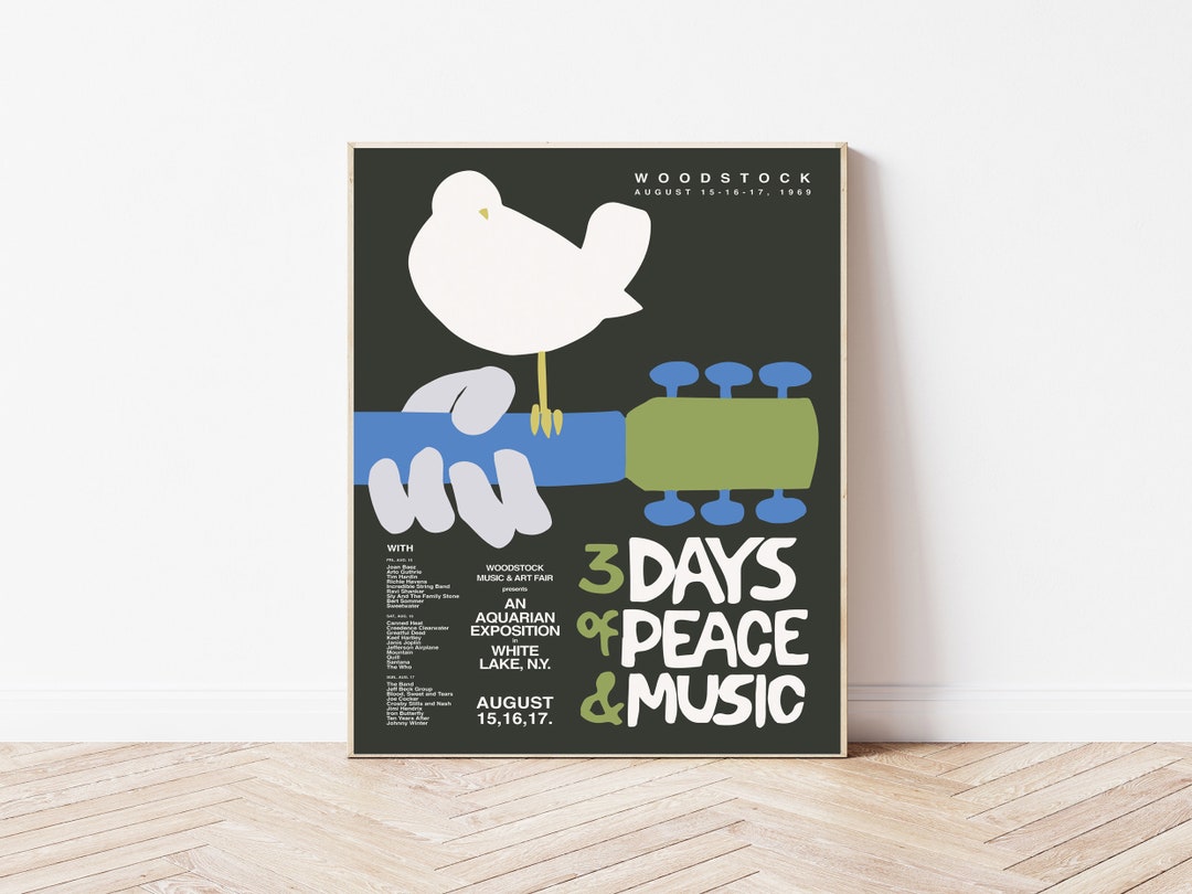 Woodstock Festival Art Print, Music Poster, Woodstock Art Print, Wall ...