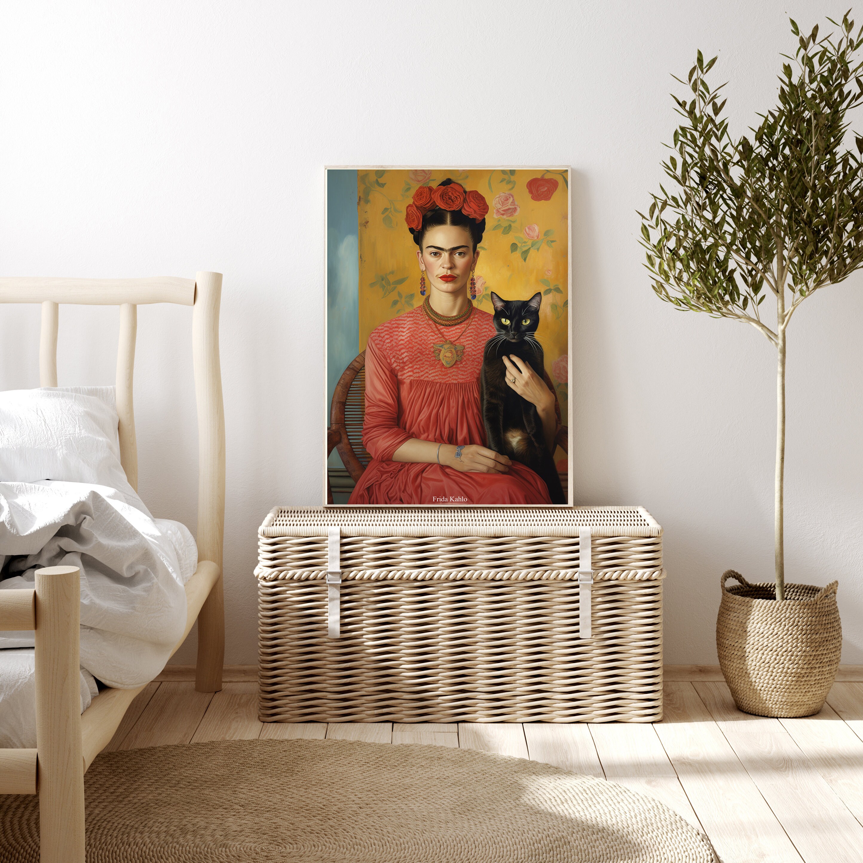 Retro Frida Kahlo Poster, Mexican Art, Frida Kahlo Cat Print ...