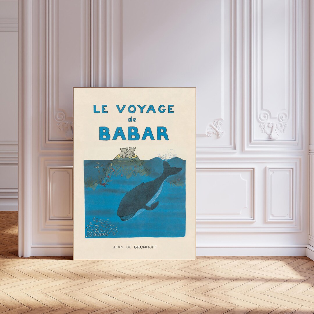 Babar the Elephant Whale Nursery Wall Art Retro Kids Decor Quote Wall ...