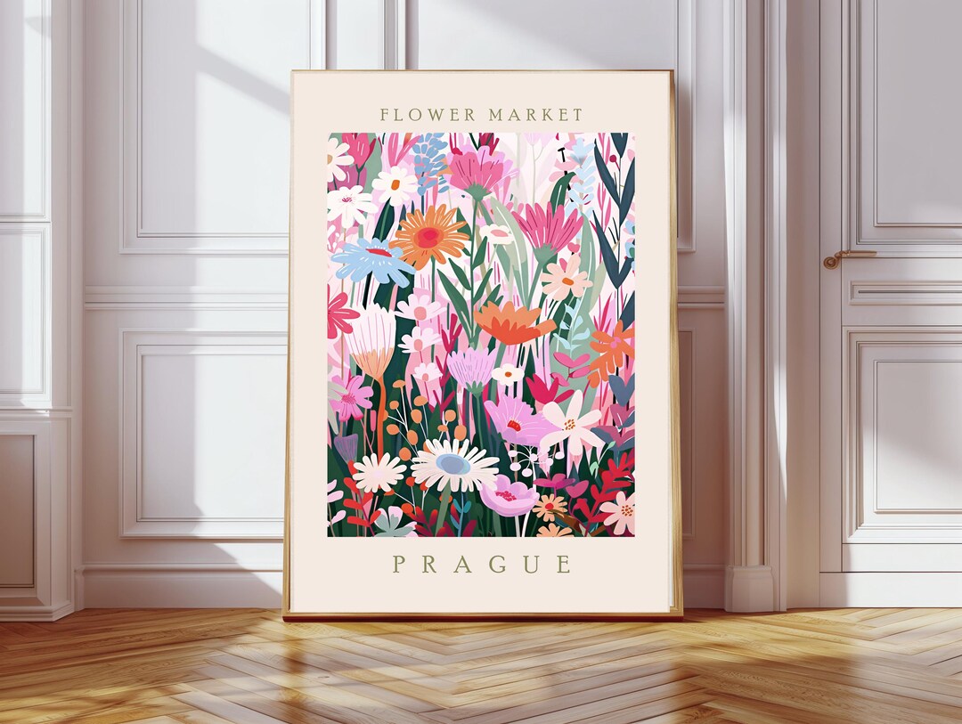 Botanical Flower Market Art Print, Flower Market Prague, Floral Print ...