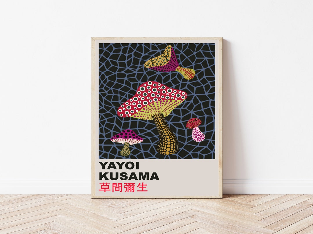 Yayoi Kusama Mushroom Art Print, Kusama Pink Art Print, Pink Art Print ...