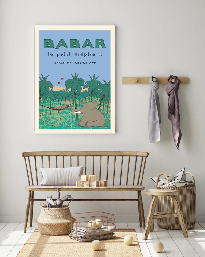 Babar the Elephant Nursery Wall Art Retro Kids Decor Quote Wall Art ...