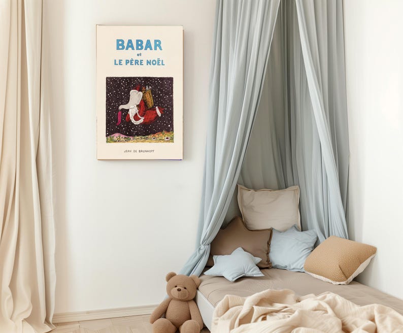 Babar the Elephant Nursery Wall Art, Babar Christmas Print, Kids Room ...