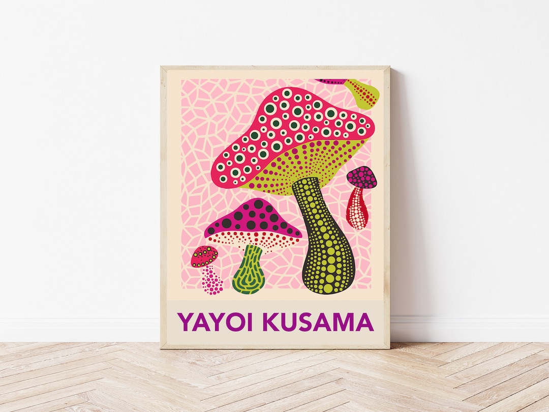 Yayoi Kusama Mushroom Art Print, Kusama Pink Art Print, Pink Art Print ...