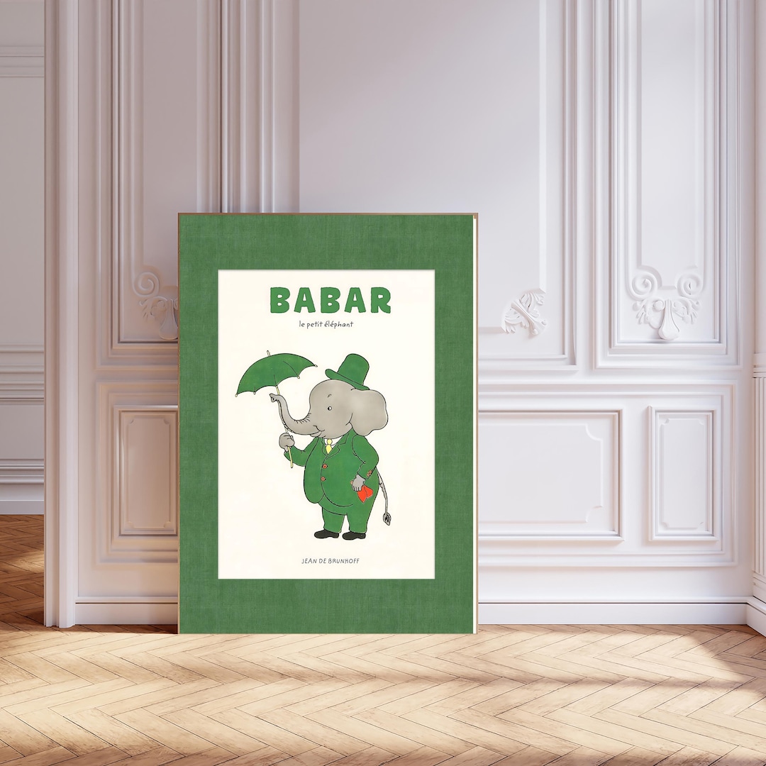 Babar the Elephant Nursery Wall Art, Retro Kids, Kids Room Wall Art ...