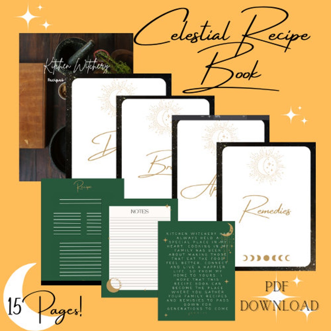Celestial Themed Kitchen Witch Recipe Book - Etsy
