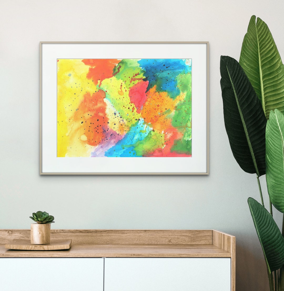 Rainbow Sherbet - Art Print, Watercolor Painting, Abstract Art - Etsy