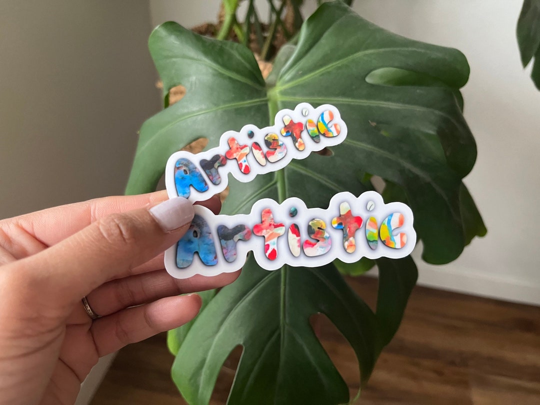 Artistic Sticker, Vinyl Sticker, Two Sizes, Watercolor Sticker, Word ...