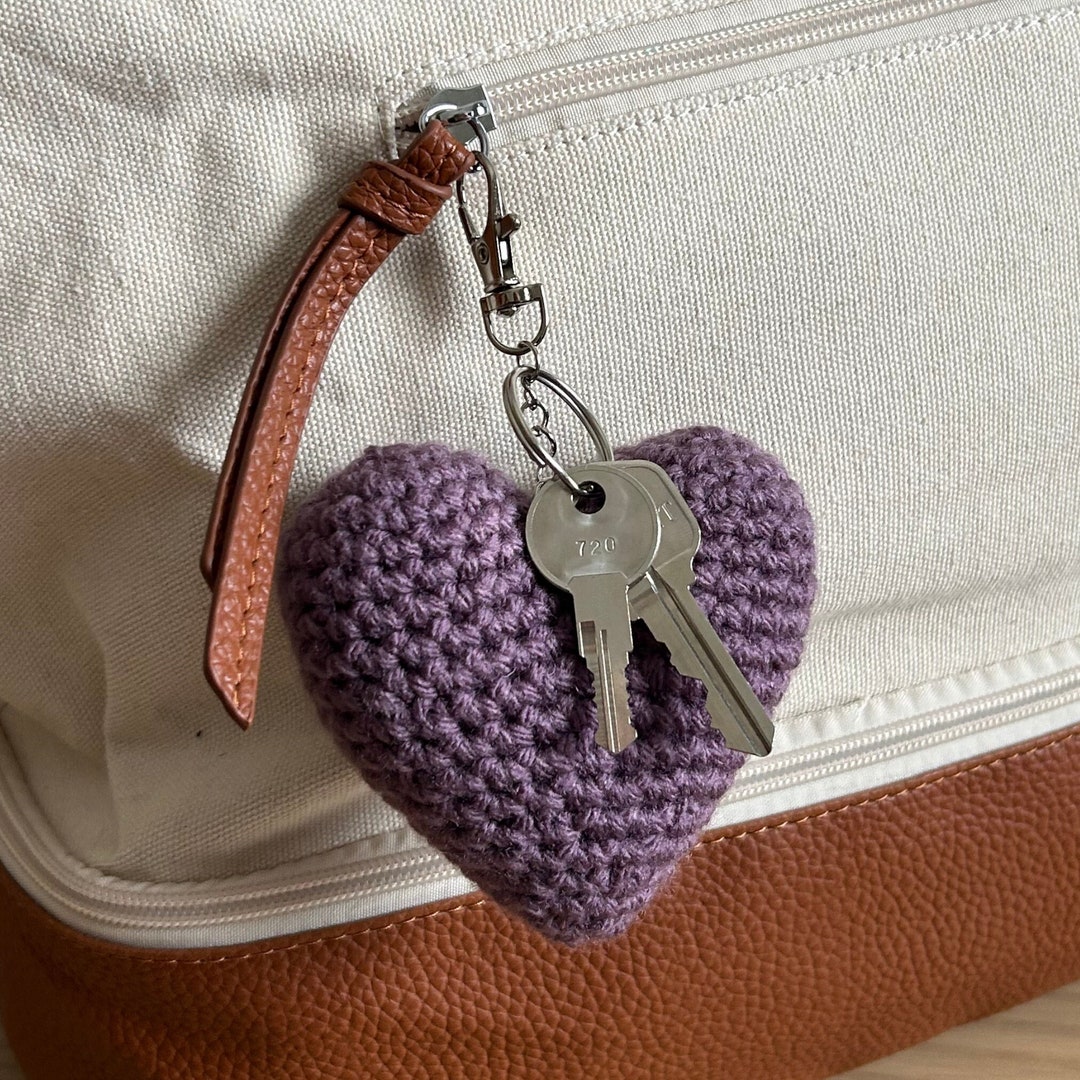 3.5" Crochet Plush Heart Keychain / Bag Charm, Handmade Gift - Etsy
