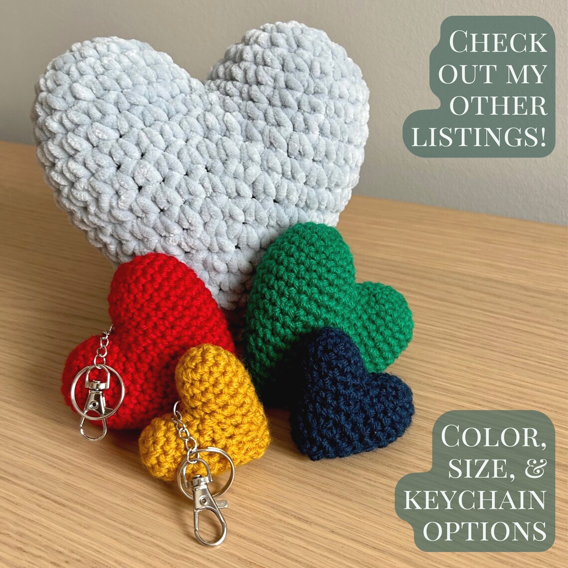 3.5 Crochet Plush Heart Keychain / Bag Charm Handmade - Etsy