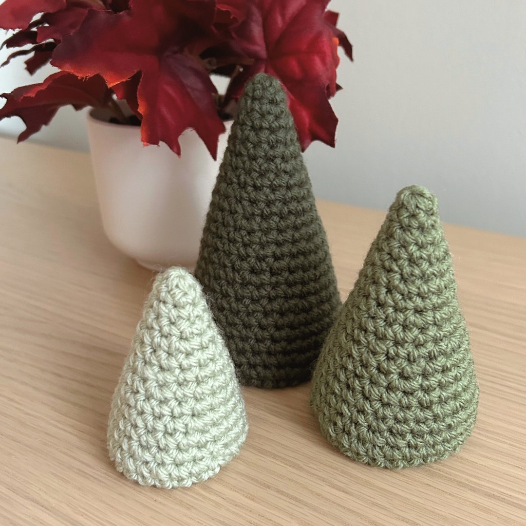 Crocheted Mini Tree Trio - Handmade Decor for Winter / Holiday ...