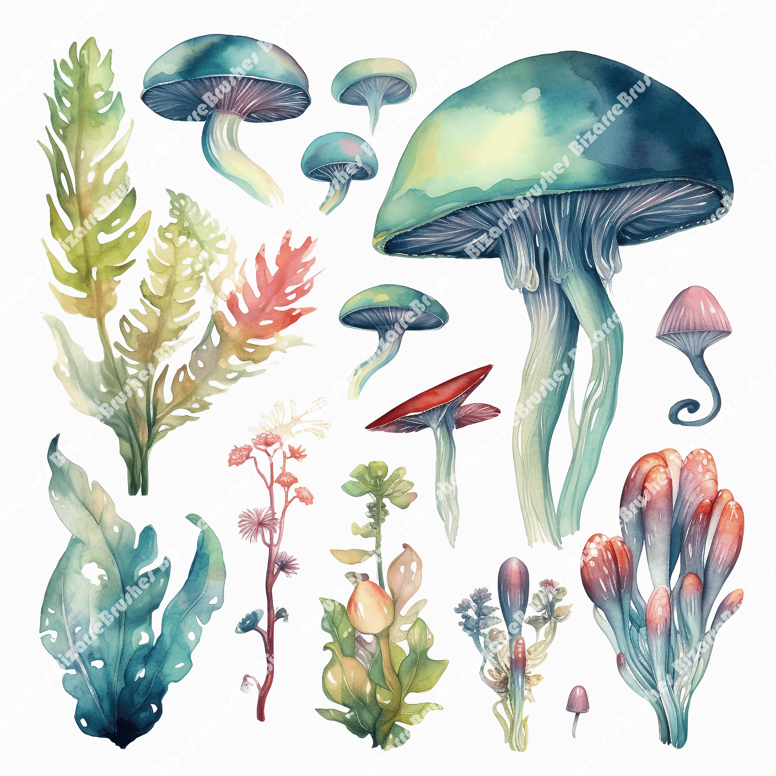 Alien Dreamland PNG Clipart Featuring Fantasy Plants & Mushrooms ...