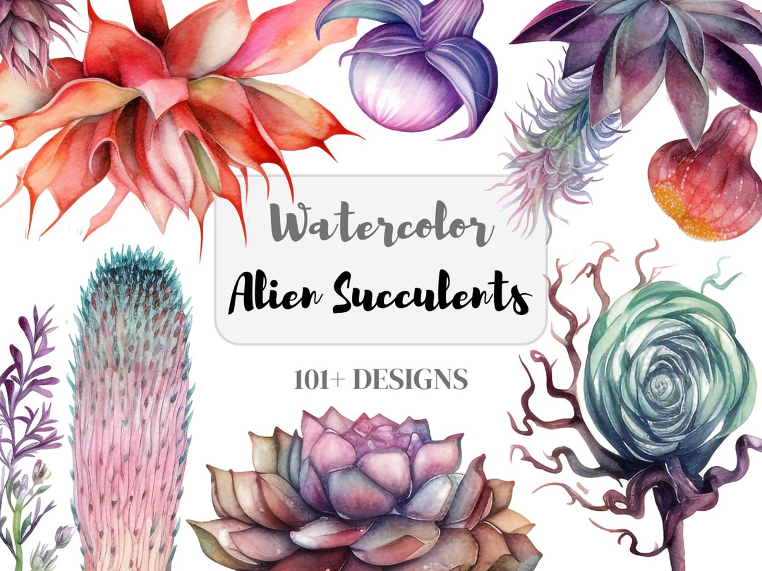 Fantasy Flora Watercolor PNG Clipart Featuring Extraterrestrial ...