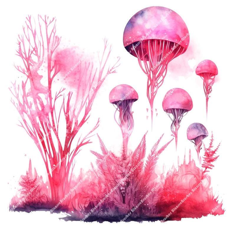 Pink Alien Planet Watercolor PNG Clipart Featuring Extraterrestrial ...