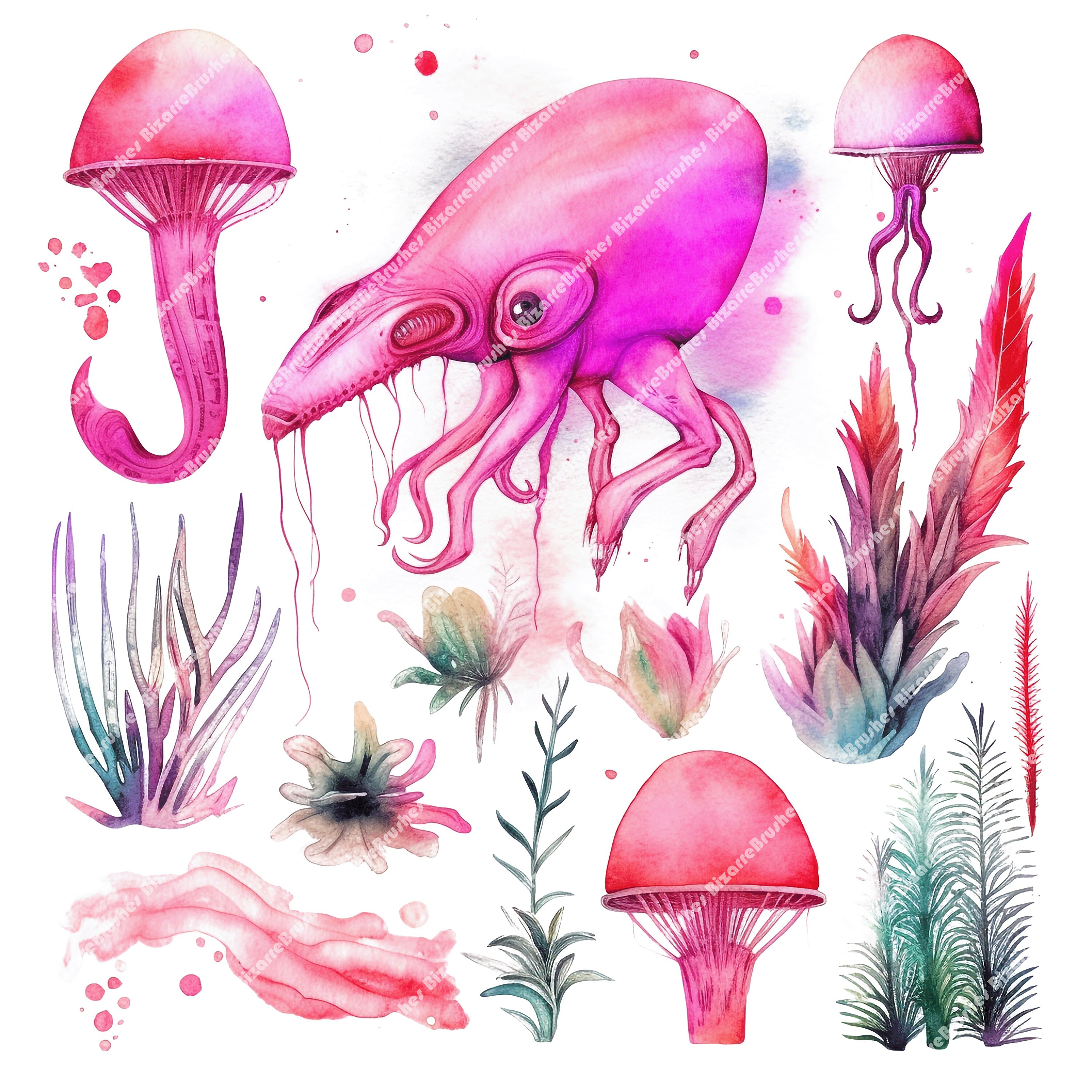Pink Alien Planet Watercolor PNG Clipart Featuring Extraterrestrial ...