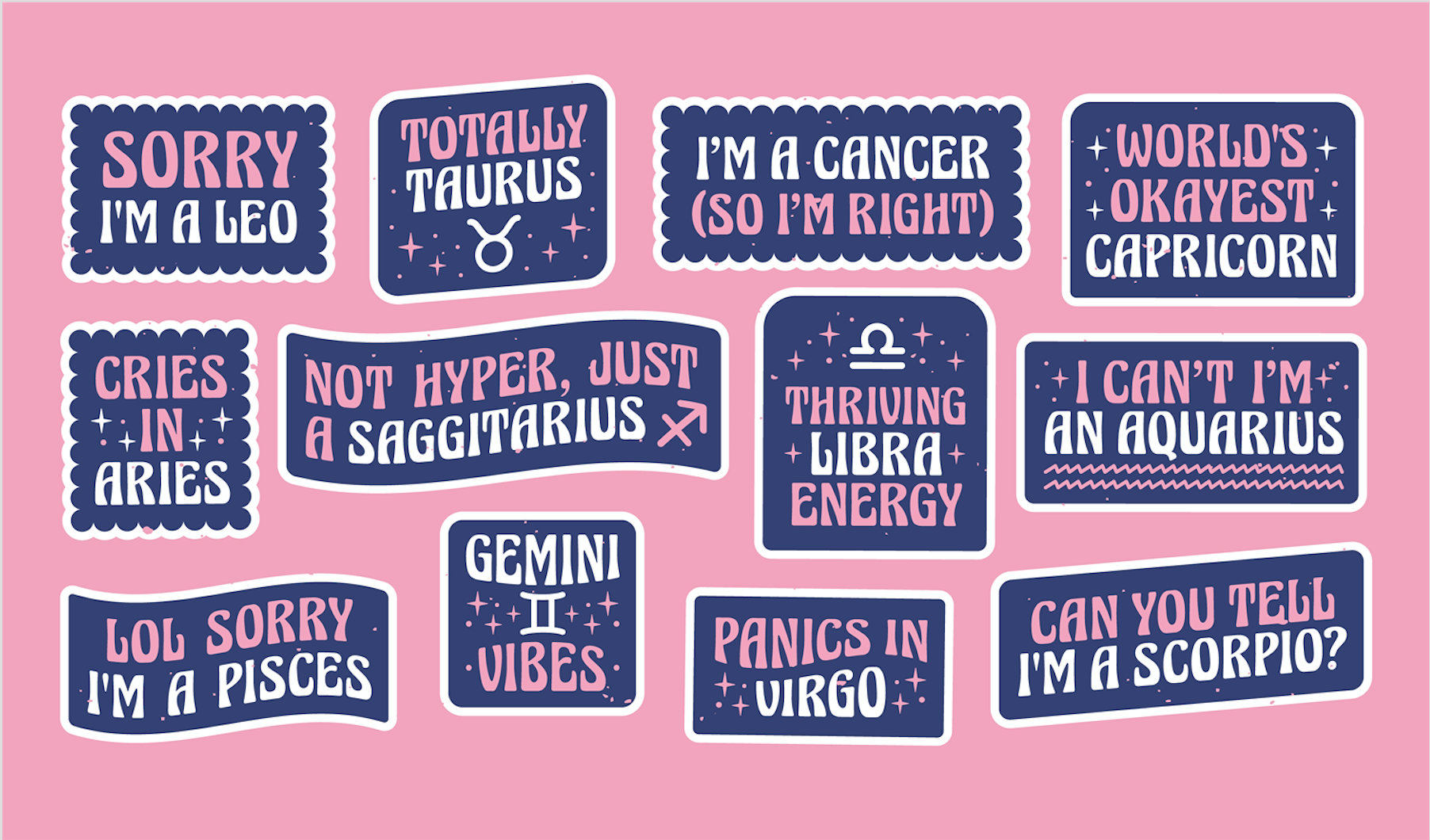 ZODIAC Sticker Set JPG & Pdf File, Cricut, Cut and Print, Instant ...