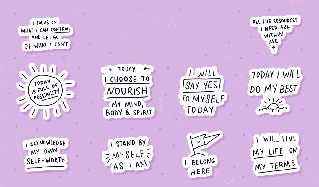 Affirmations Quotes Sticker Set JPG & Pdf File, Instant Download, JPG ...