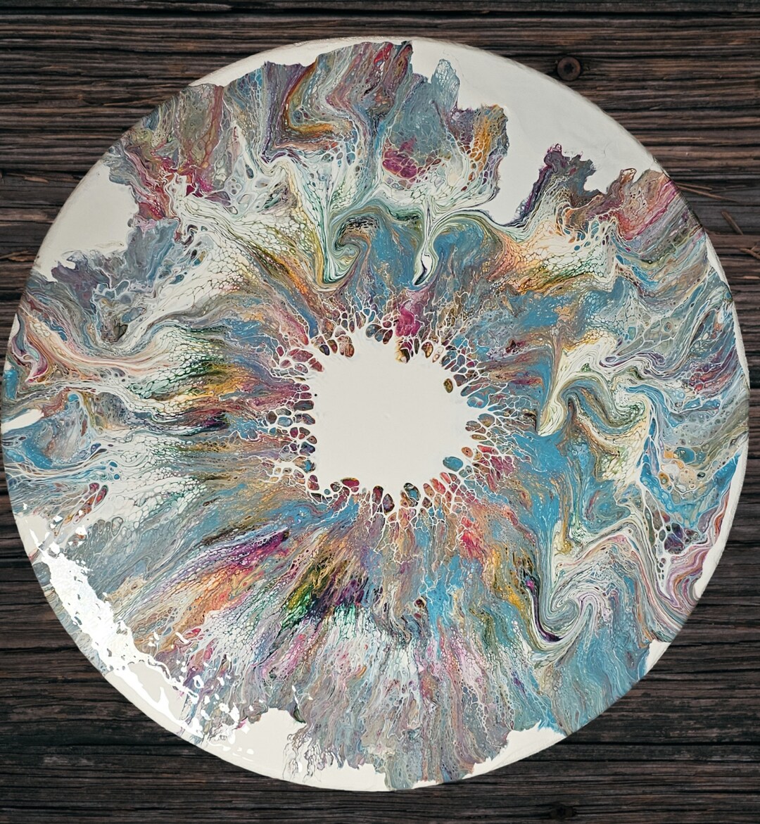 LAZY SUSAN TURNTABLE Centerpiece, Epoxy Resin Wood & Colored Paint Lazy ...