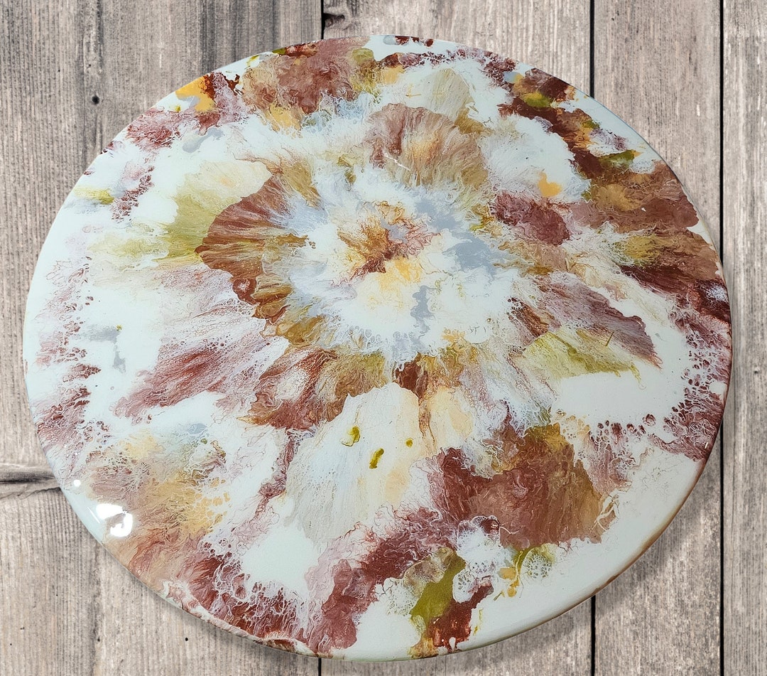 Wood Slab Turntable RESIN LAZY SUSAN, Custom Paint Tray Lazy Susan ...