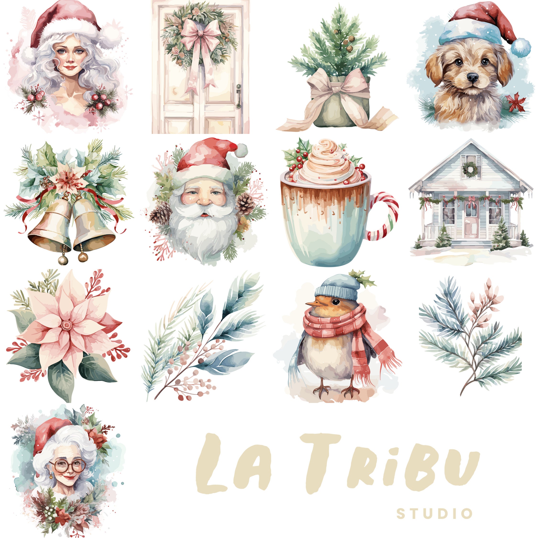 Boho Christmas Clipart, Boho Christmas PNG, Boho Christmas SVG Bundle ...