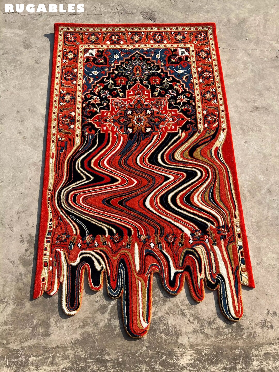 Melting Oriental Rug Multicolored, Hand-tufted Wool Area Rug/carpet for ...