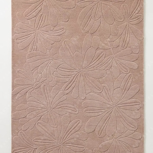 Carved Floral Mauve Hand-tufted Area Rug, Soft Wool Rug for Bedroom ...