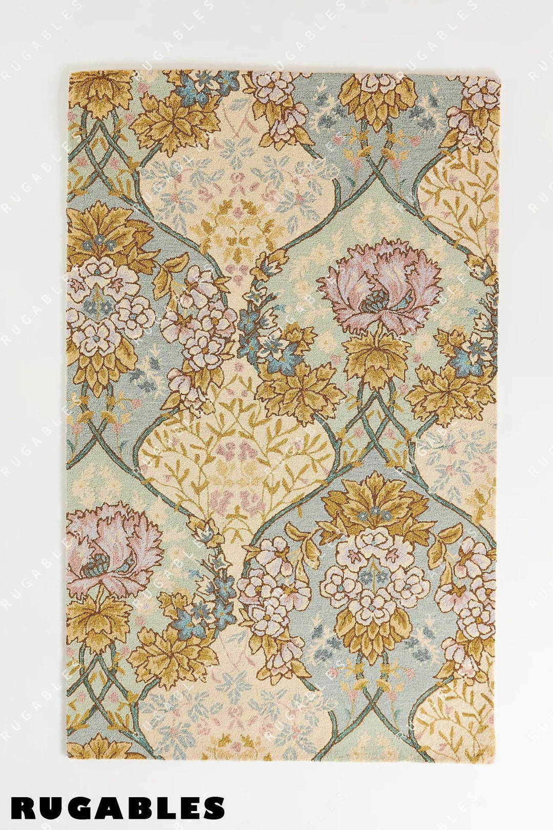 Hand-tufted Wool Floral Area Rug Besiana Design, Multicolor Carpet for ...