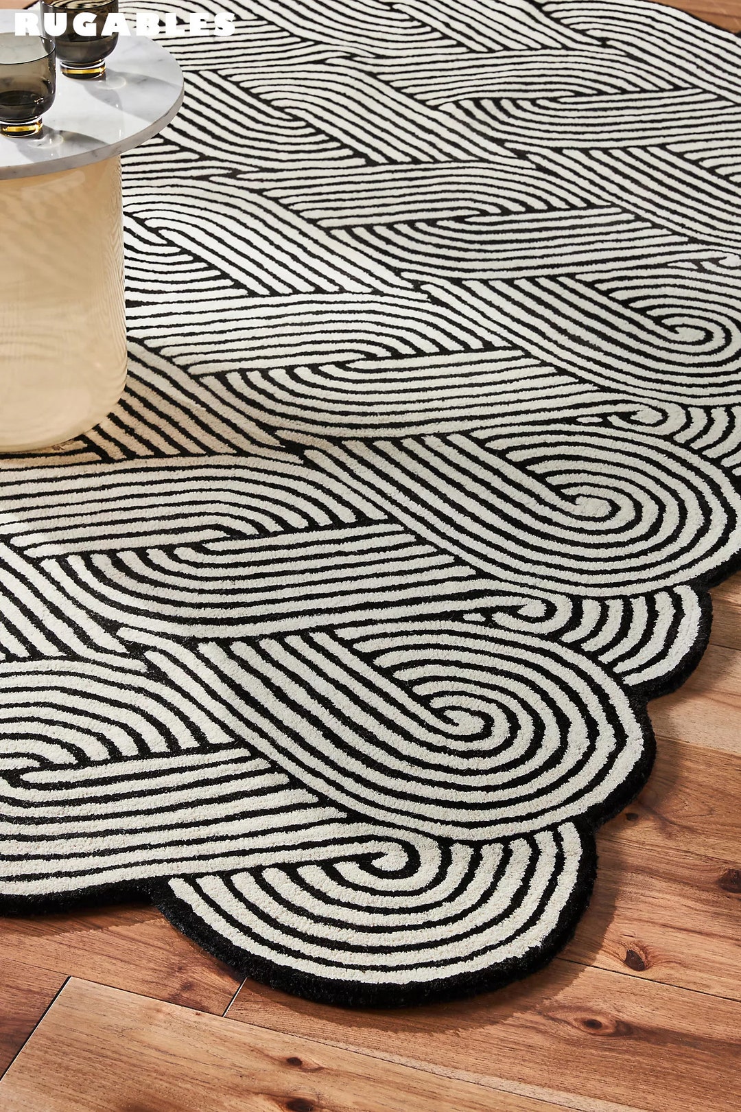 Rissa Black & White/neutral, Hand-tufted Wool Area Rug/carpet for ...