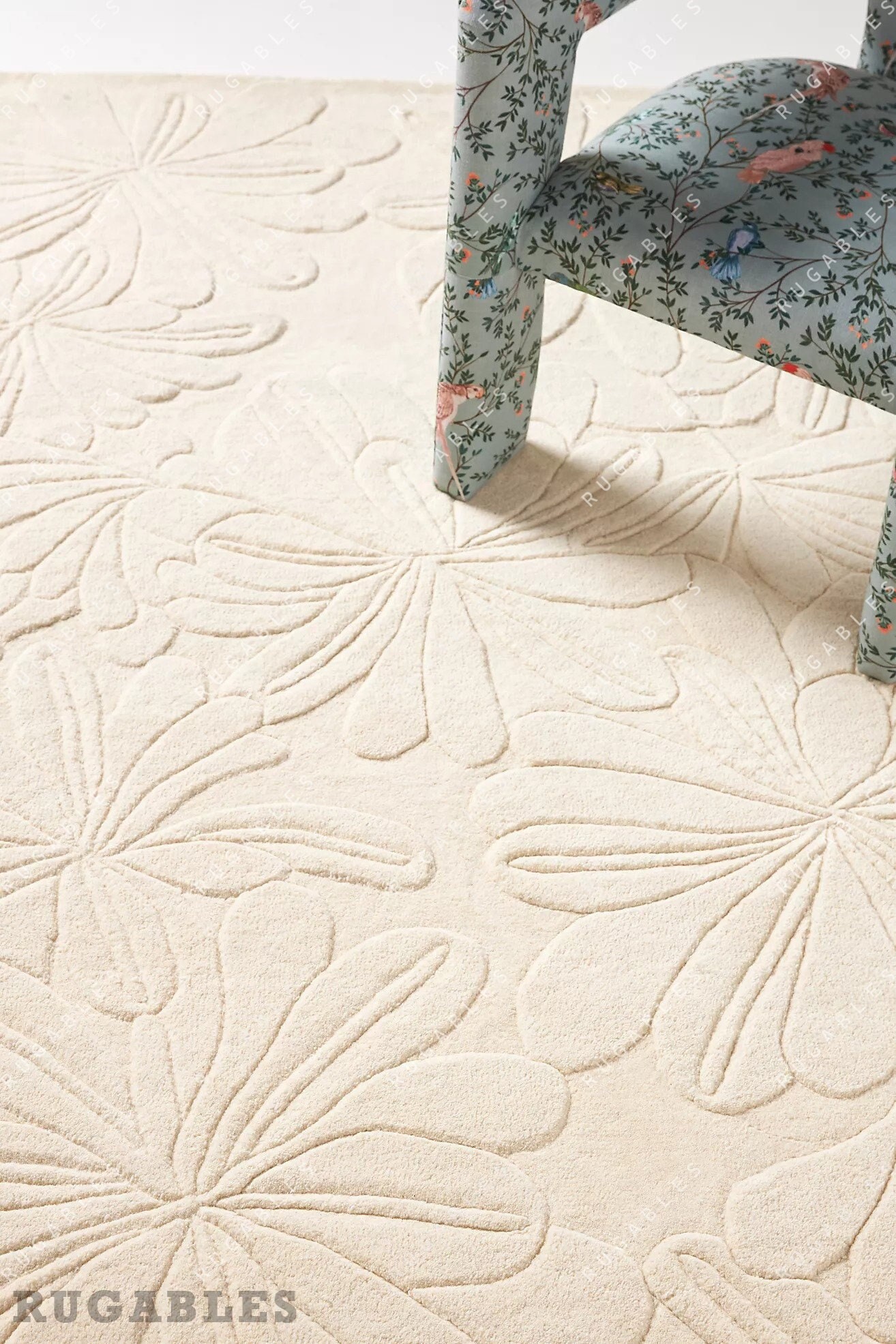 Carved Floral Mauve Hand-tufted Area Rug, Soft Wool Rug for Bedroom ...