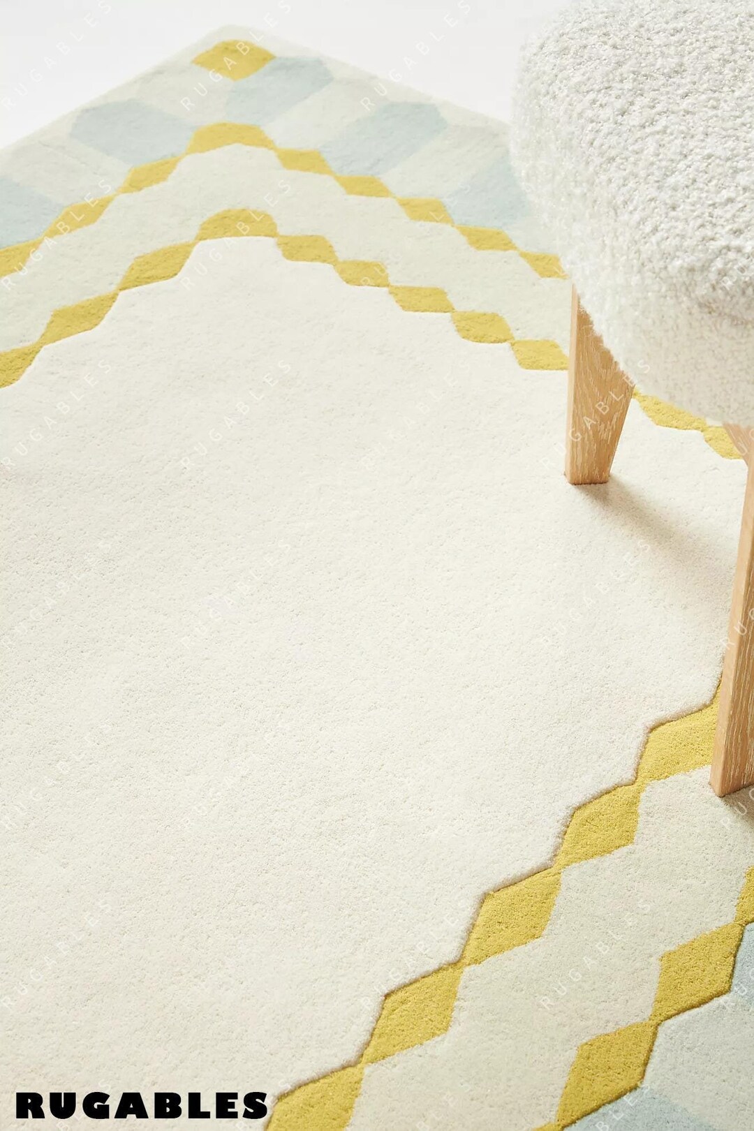 Hand-tufted Wool Area Rug Ryleigh Modern Geometric Pattern, Soft Mint ...