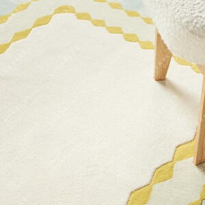 Modern Geometric Wool Area Rug, Hand-tufted Black and White Pattern ...