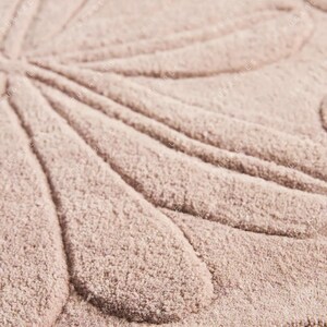 Carved Floral Mauve Hand-tufted Area Rug, Soft Wool Rug for Bedroom ...