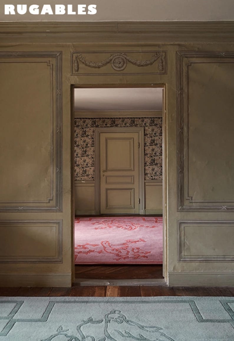 Chinoiserie Parrot Green Hand-tufted Wool Area Rug/carpet - Etsy