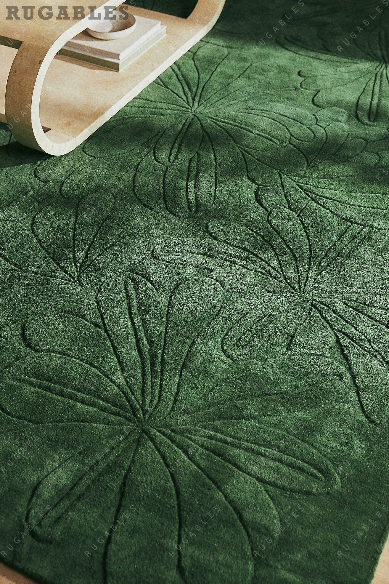 Carved Floral Mauve Hand-tufted Area Rug, Soft Wool Rug for Bedroom ...