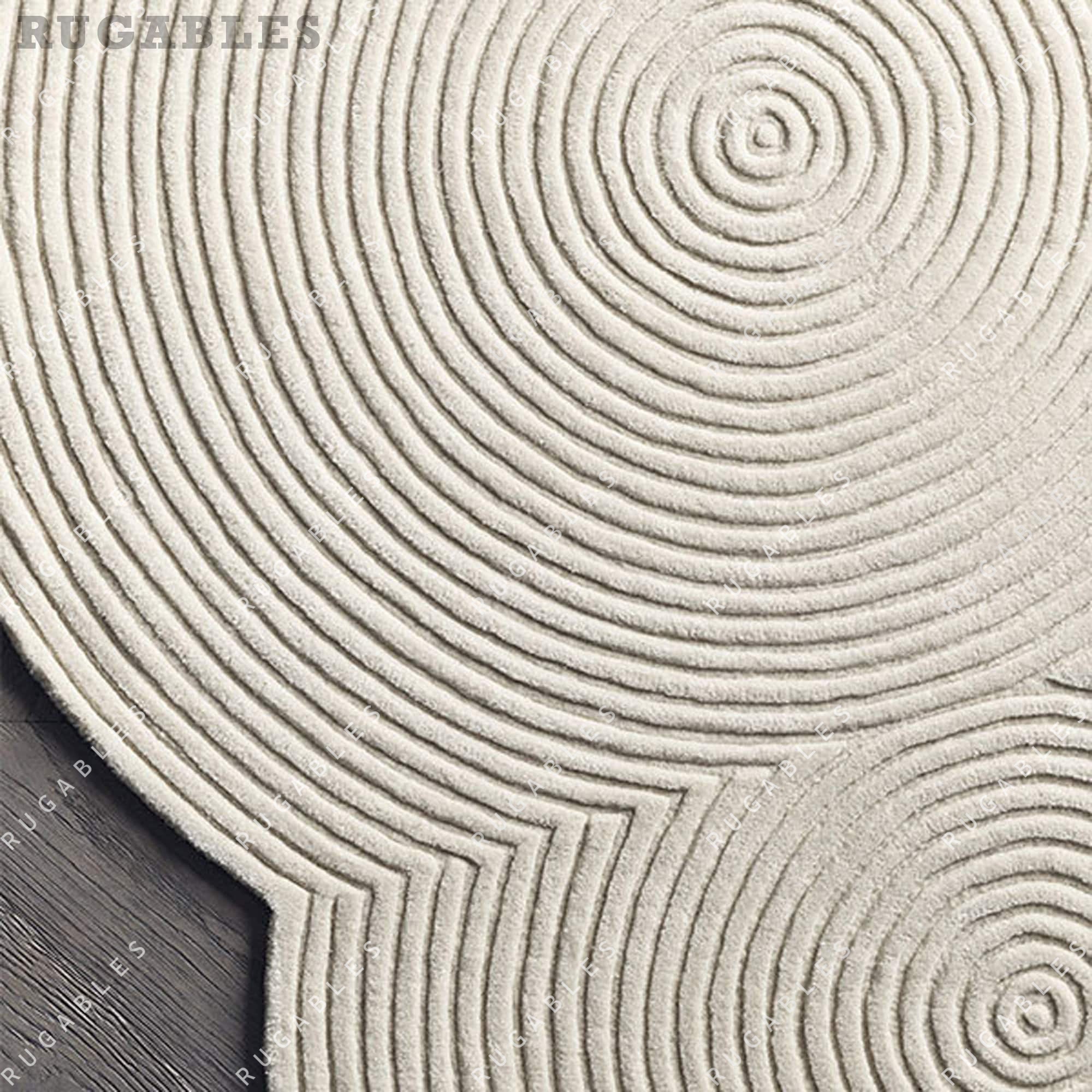 Irregular Shape Soft Cream-white Tufted Rug, Handmade Wool Area Rug ...