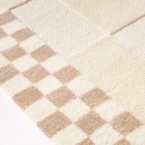 Neutral Colors, Modern Checked Pattern, Tufted Wool Area Rug for ...
