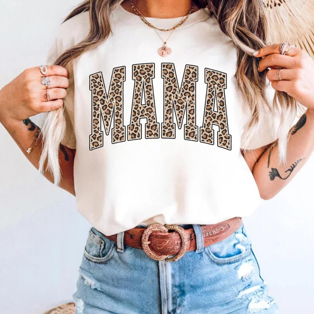 Leopard Mama Shirt | Trendy Mom Life Tee | Varsity Retro Mama Shirt ...