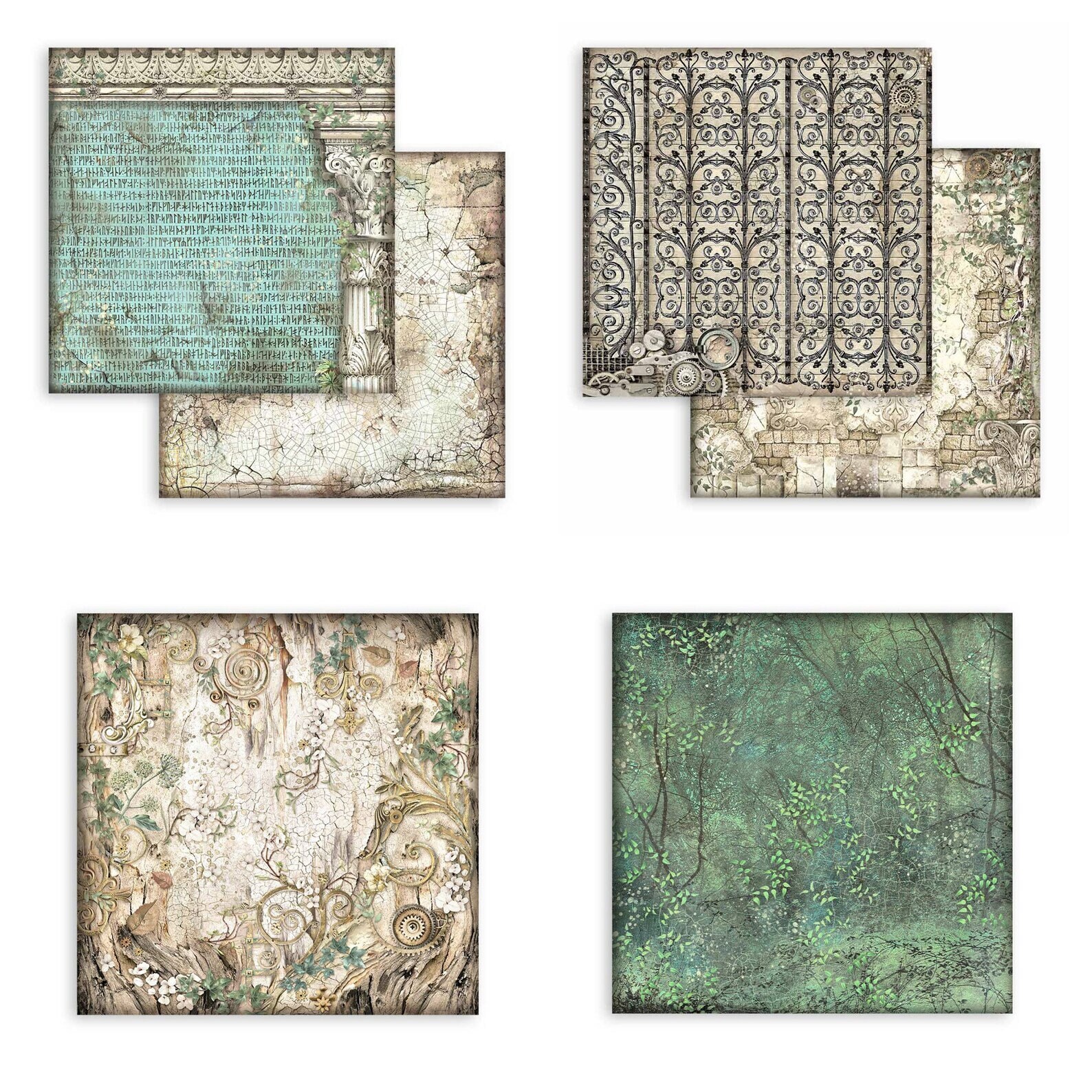 Stamperia Magic Forest Backgrounds Selection 12 X 12 Double Sided Card ...
